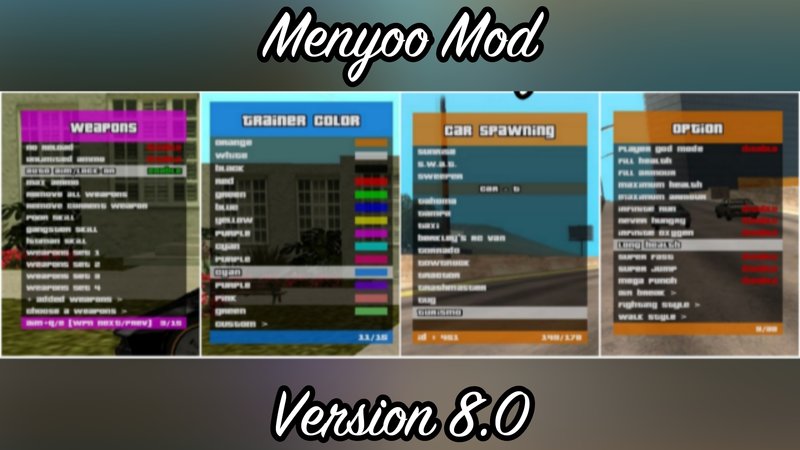 Menyoo Mod Version 8.0 скачать для GTA: San Andreas на Андроид