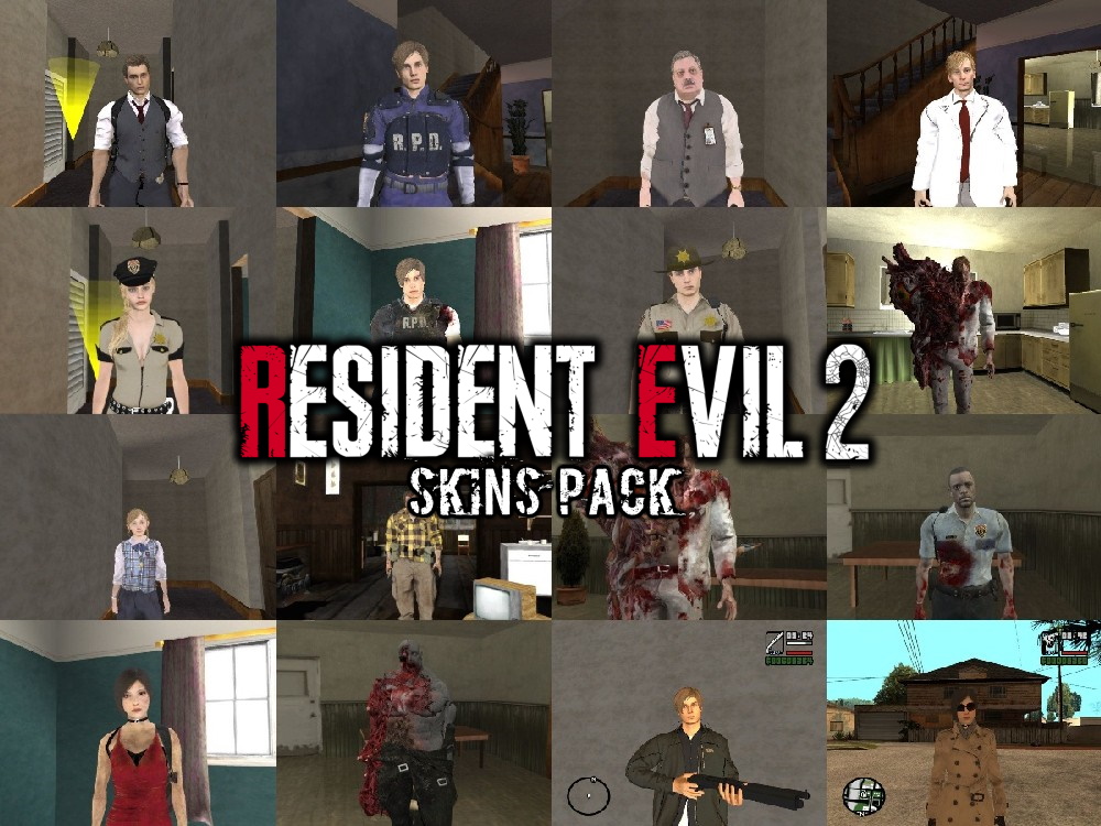 Resident Evil 2 Remake Skins Pack скачать для GTA: San Andreas
